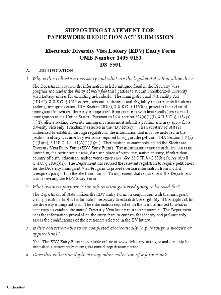Final - DS-5501 30 Day Supporting Statement 8-27-2019 | PDF | Passport ...