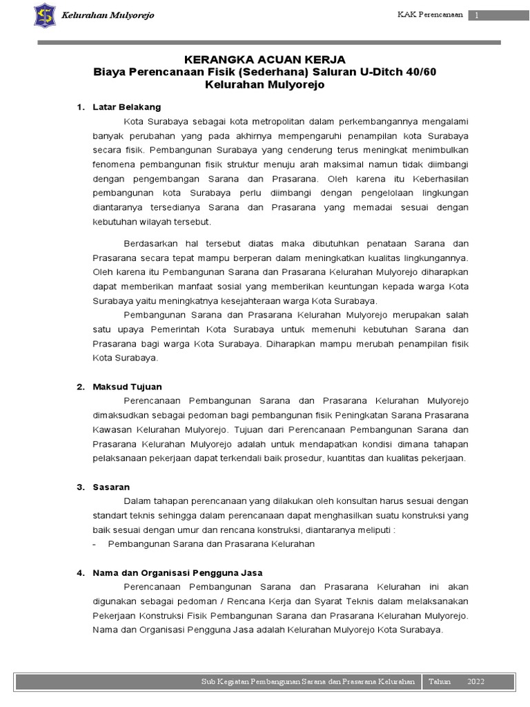 KAK PERENCANAAN Uditch | PDF