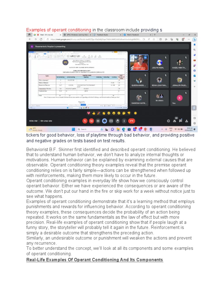 Operant Conditioning in The Classroom 2 | PDF | Reinforcement | Punishments