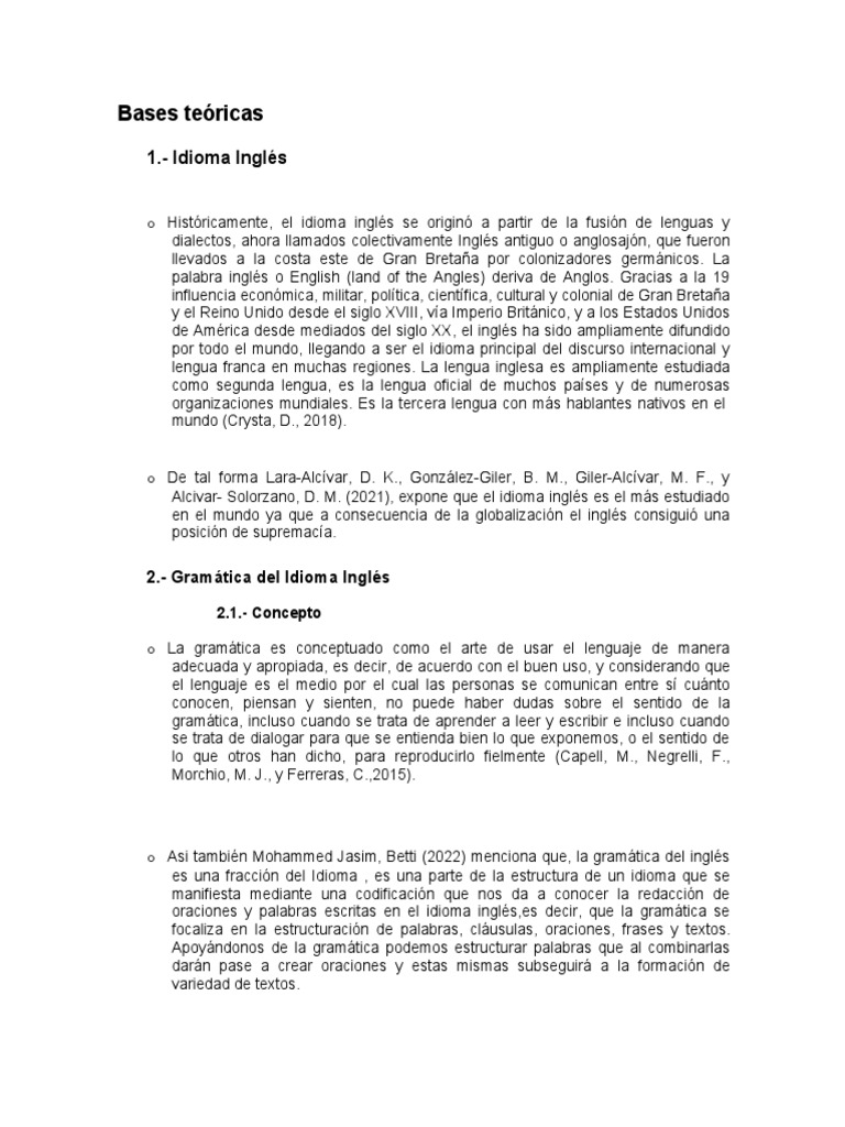 Bases Teóricas | PDF | Género gramatical | Adverbio