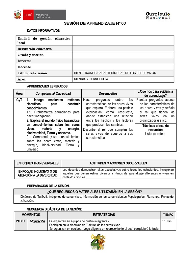 SESION DE APRENDIZAJE #03 - CyT | PDF | Aprendizaje | Universo