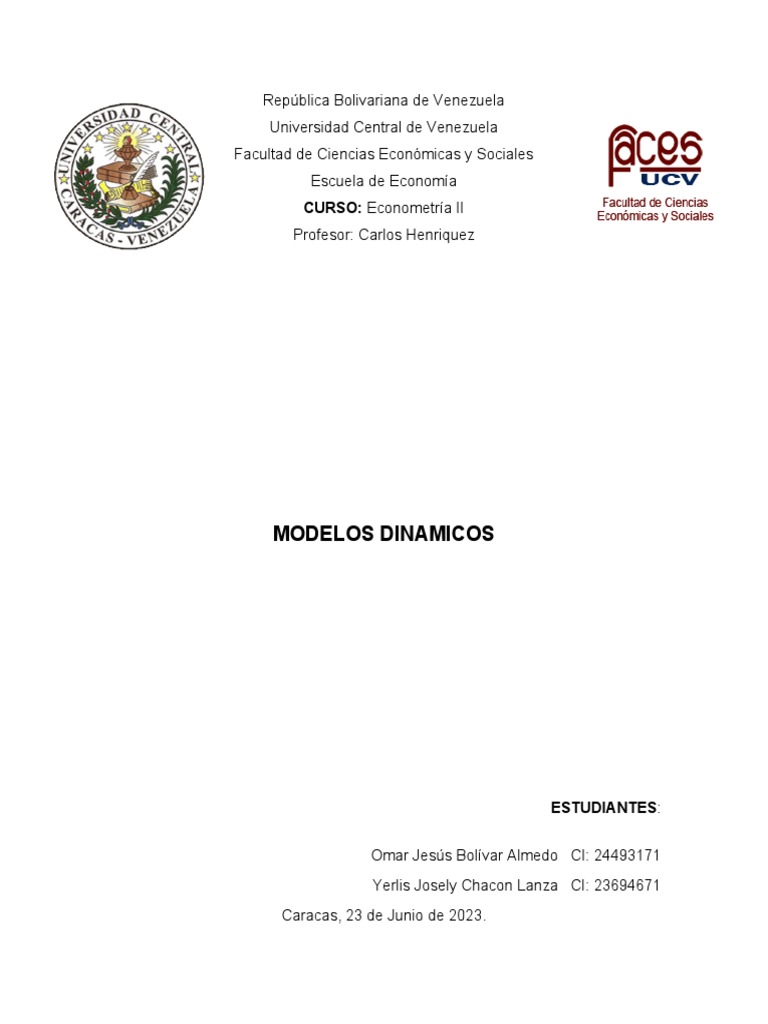 Modelos Dinamicos, Econometria Ii | PDF | Mínimos cuadrados ordinarios | Teoría de la estimación