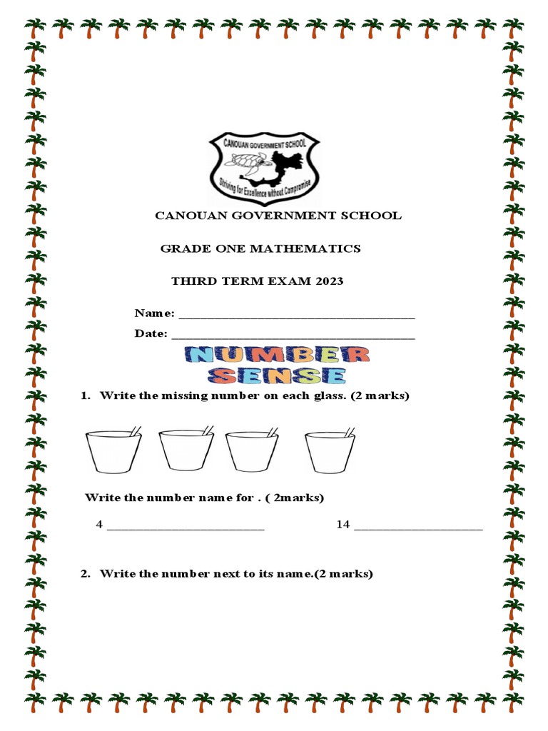 Grade 0ne Third Term Maths 2023 Pdf Numbers Mathematics