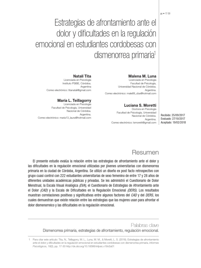 Estrategias de afrontamiento ante el dolor y dificultades en la ...