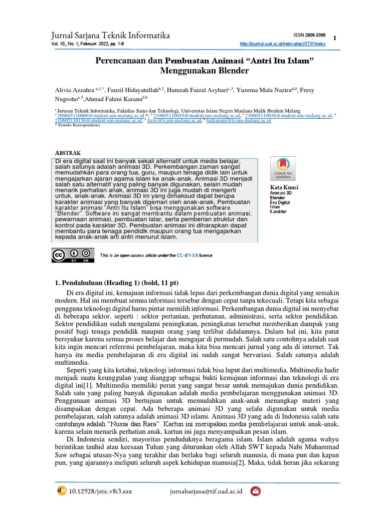 Perencanaan Dan Pembuatan Animasi "Antri Itu Islam" Menggunakan Blender | PDF