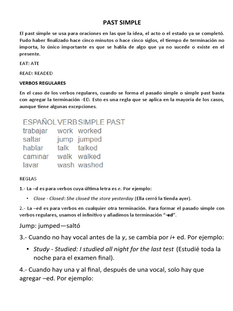 Past Simple | PDF | Verbo | Ciencia cognitiva