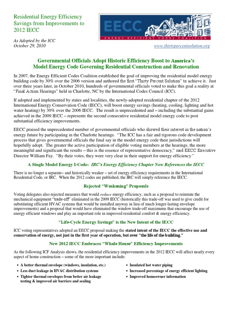 2012 IECC Residential Energy Efficiency | PDF