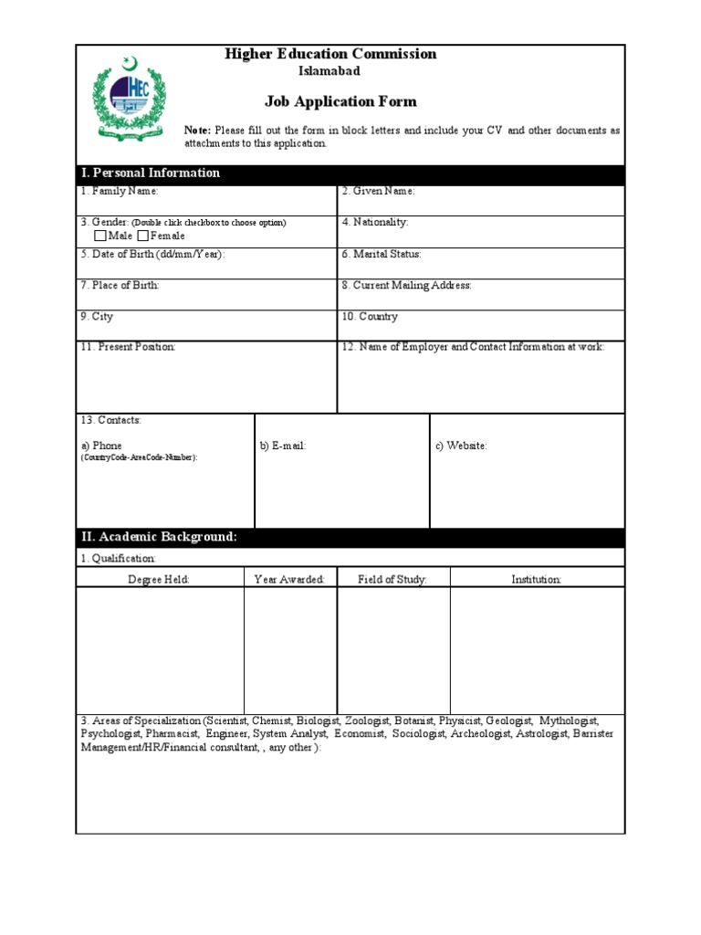 Job Application Form - 03 | PDF | Academia | Labour