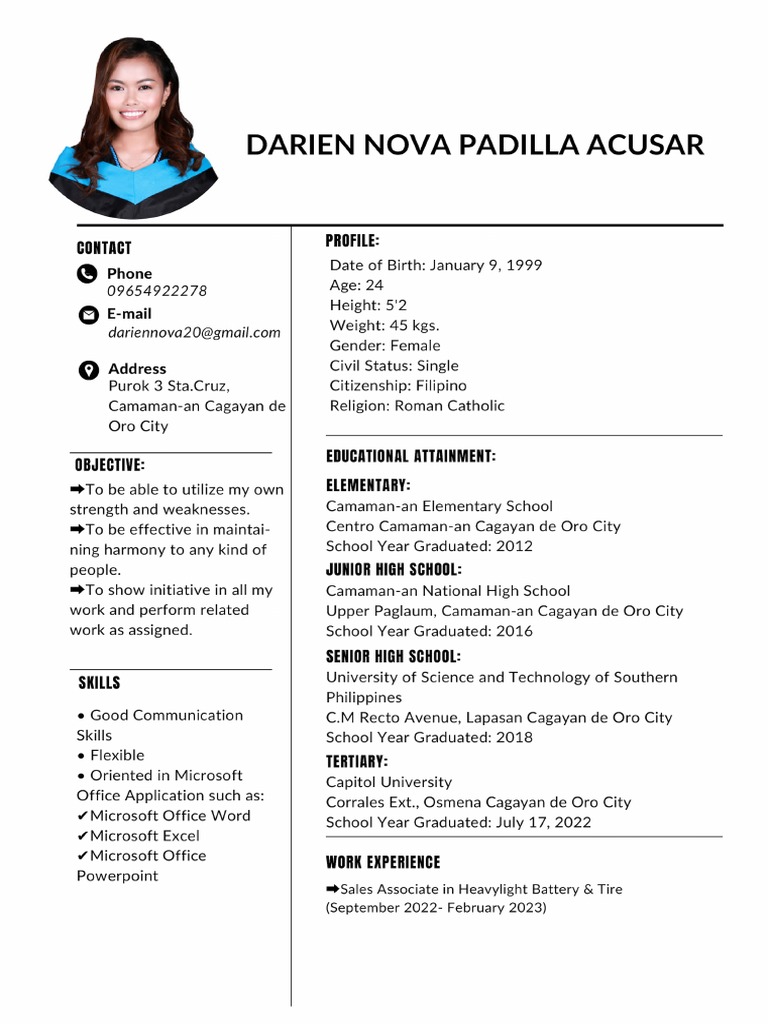 JORA DarienNovaPadillaAcusar Resume 20230611 | PDF