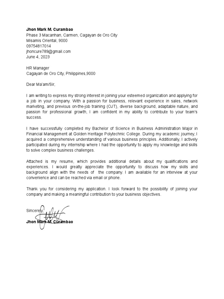 Application Letter-1 | PDF