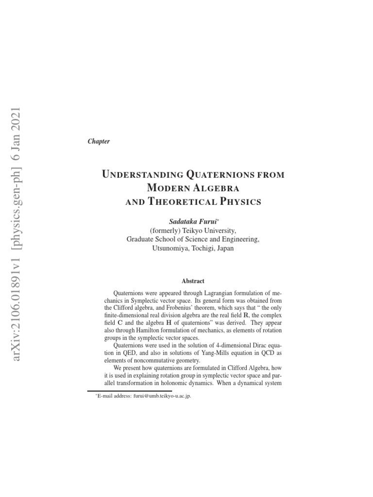 Understanding Quaternions From Modern Al | PDF | Vector Space ...