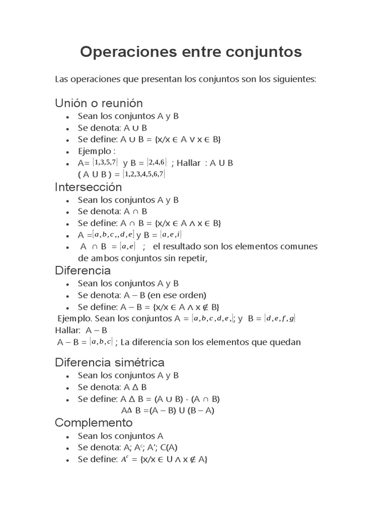 Operaciones Entre Conjuntos | PDF