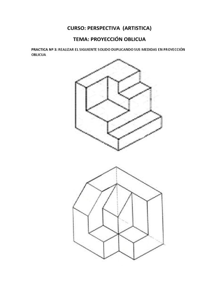 Practica 3º Proyeccion Oblicua Solidos Rectos - Art | PDF
