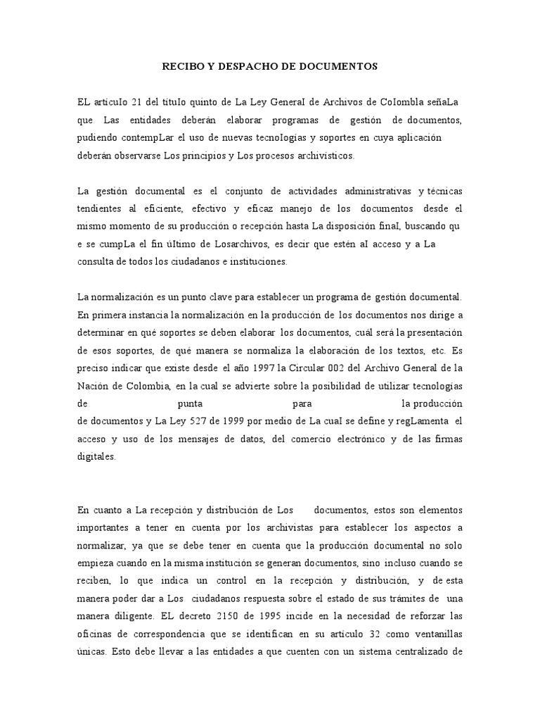Recibo y Despacho de Documentos 2 | PDF | Gestión de registros | Correo