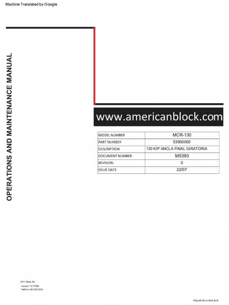 MANUAL_ANCLA_CABLE_AMERICAN_BLOCK_MCR130 | PDF