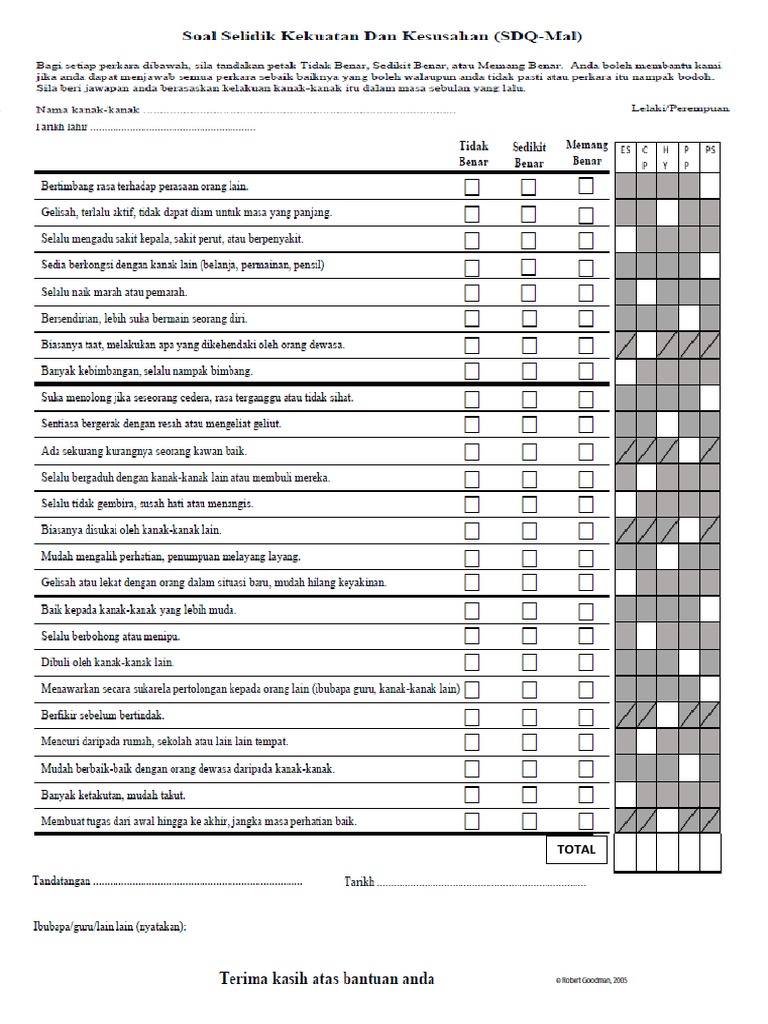 SDQ Scoring Guide for Clinicians | PDF