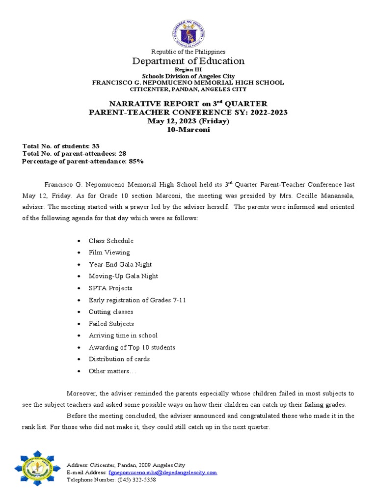 3rd Quarter PTC Report 2022-2023 | PDF | Social Institutions