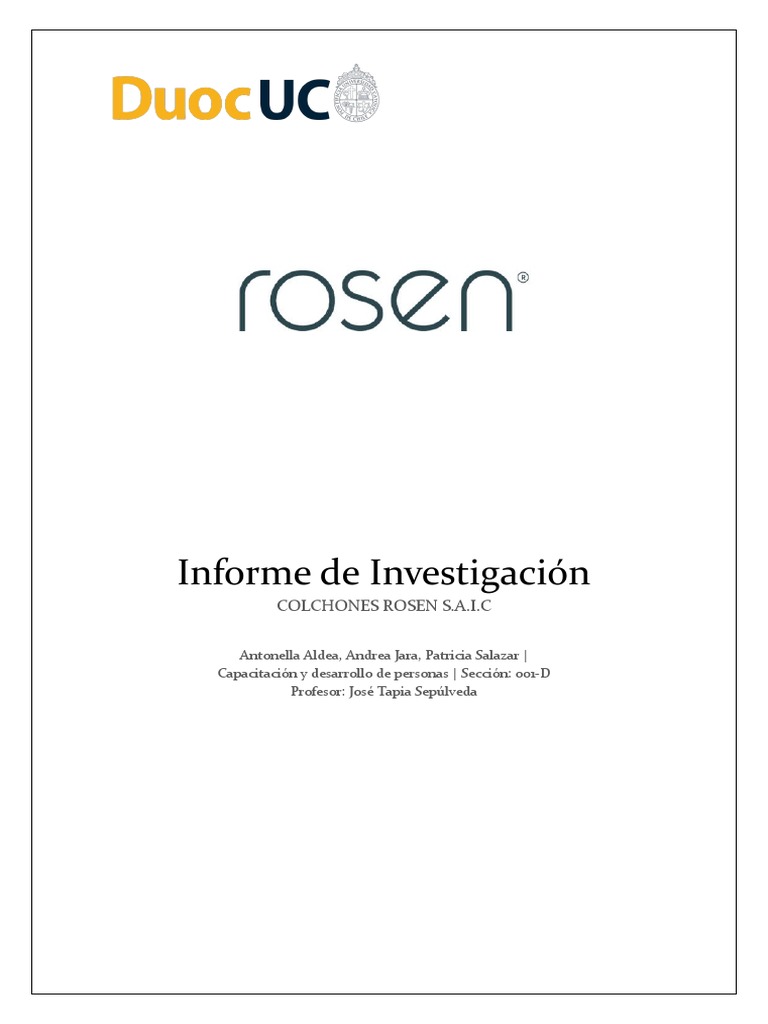 Informe de Investigación Rosen | PDF | Gestión de recursos humanos ...