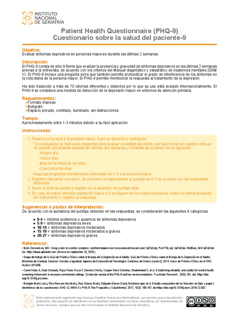 PHQ 9 | PDF | Medicina CLINICA | Salud mental