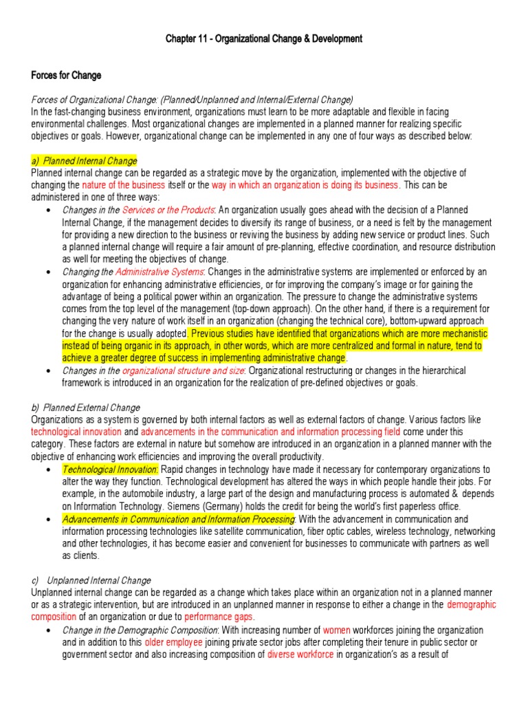 Chapter 11 - Organizational Change and Development | PDF | Organization Development | Reinforcement