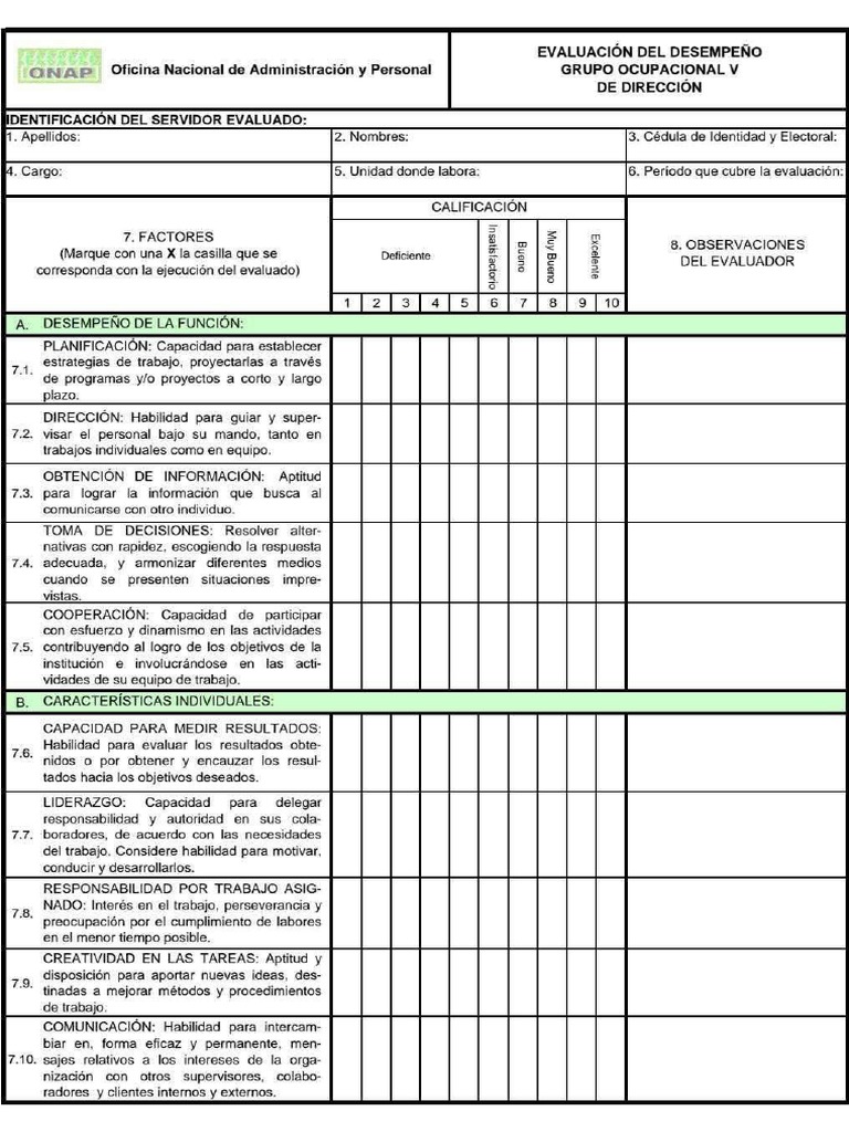 Formularios de Evaluacion Del Desempeno - PDF - Evaluación de Desempeño - Planificación | PDF