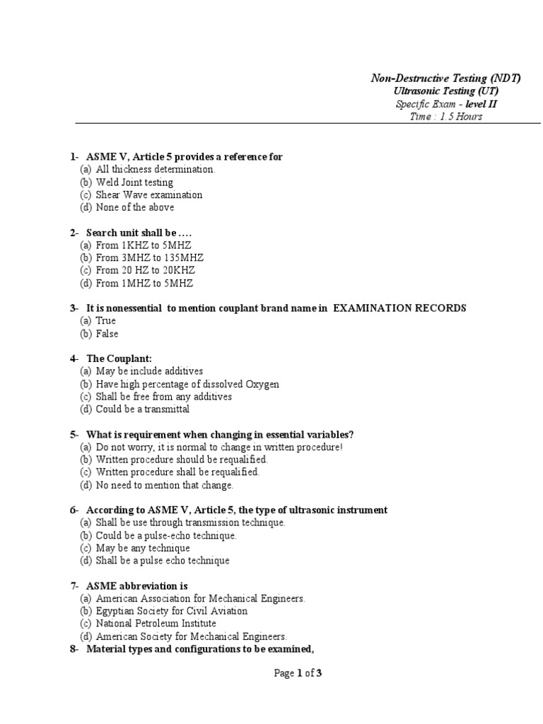 UT Specific Exam | Download Free PDF | Materials | Applied And ...