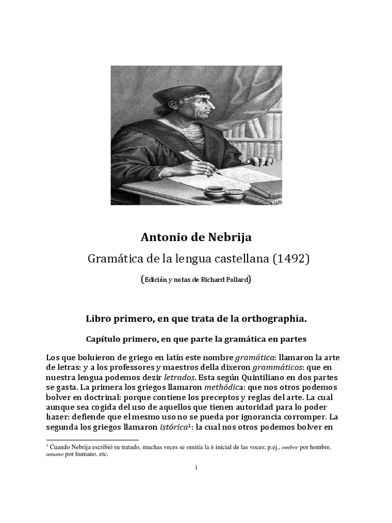 Gramática Castellana de Nebrija (1492) | PDF