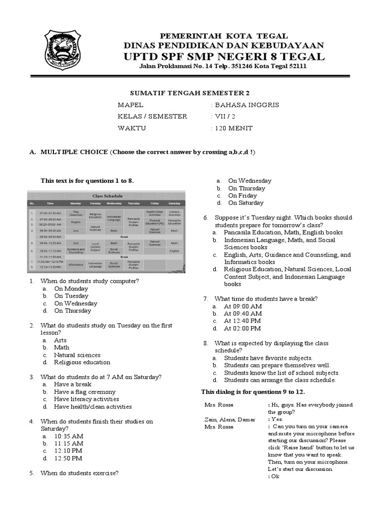 SOAL STS 7 B.ING SMT 2 22-23 | PDF | Science | Cognition