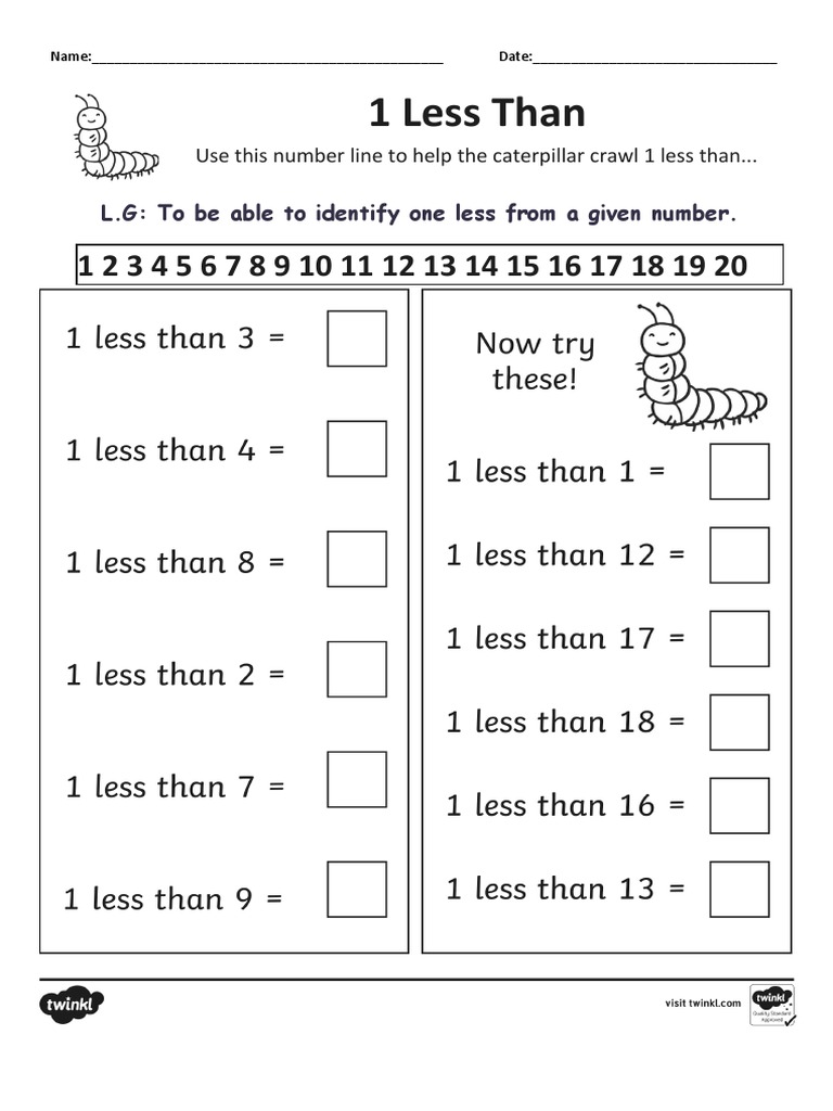 Caterpillar Math: Less Than Activities | PDF