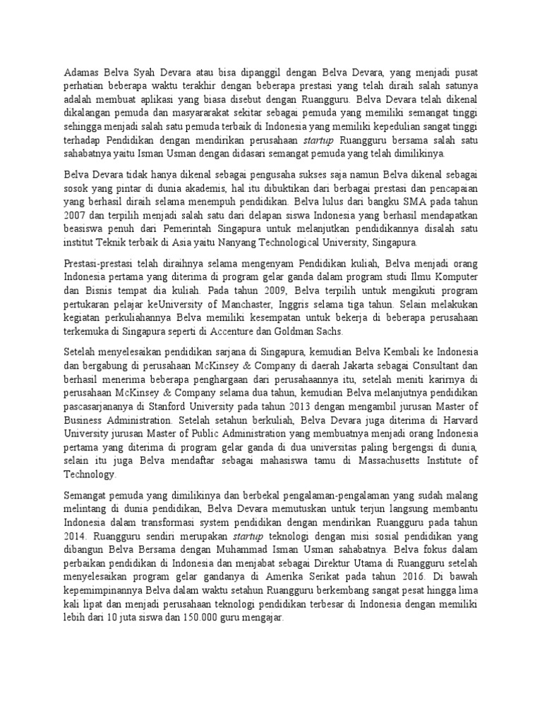 Adamas Belva Syah Devara Atau Bisa Dipanggil Dengan Belva Devara | PDF