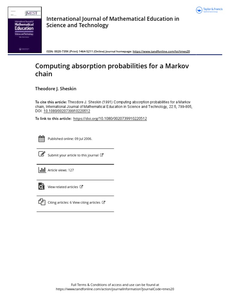 Markov Chain Absorption Probabilities | PDF | Markov Chain | Matrix (Mathematics)