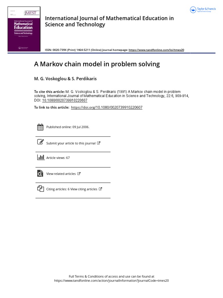 A Markov Chain Model in Problem Solving | PDF | Markov Chain | Heuristic