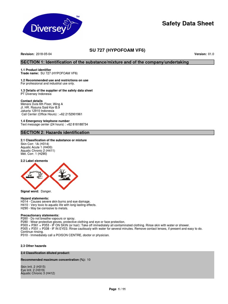 Hypofoam en MSDS | PDF | Toxicity | Personal Protective Equipment
