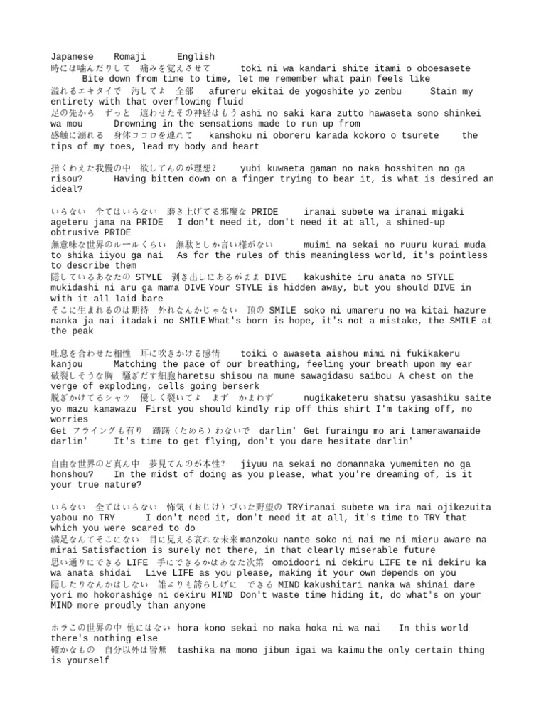 Lyrics Pdf