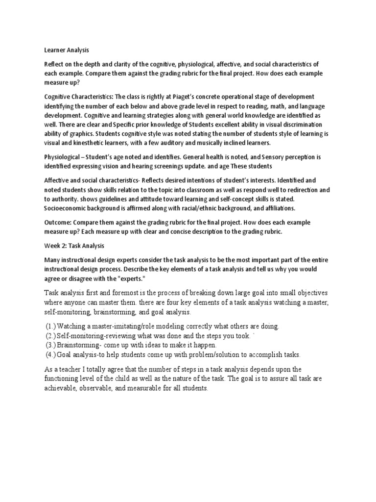 Learner Analysis | PDF | Learning | Instructional Design