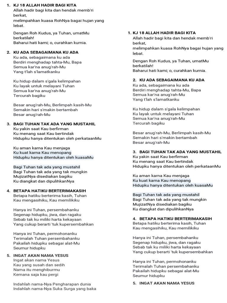 KJ 18 Allah Hadir Bagi Kita | PDF
