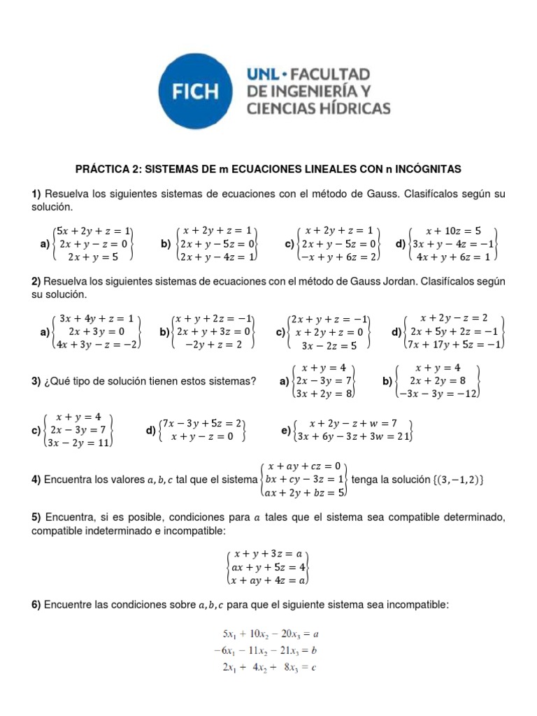 Práctica de Sistemas de Ecuaciones | PDF | Ecuaciones | Ciencia computacional