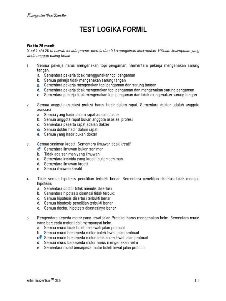 Soal Psikotest Logika Formil Pdf