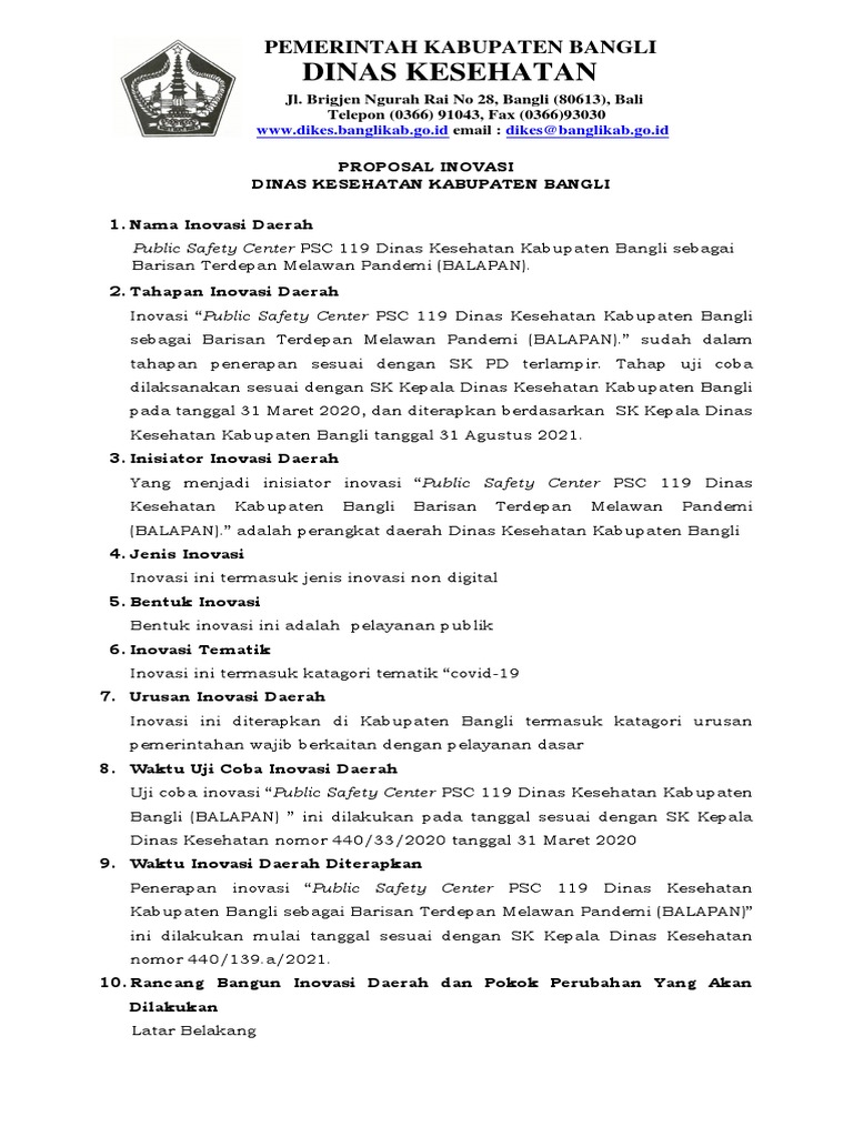Proposal Inovasi Dinkes | PDF | Ilmu Sosial | Pengembangan Diri