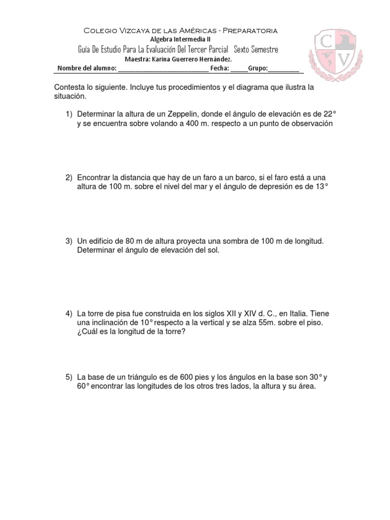 Guia de Estudio 3er Parcial Algebra-1-2 | PDF | Ciencia y matemáticas