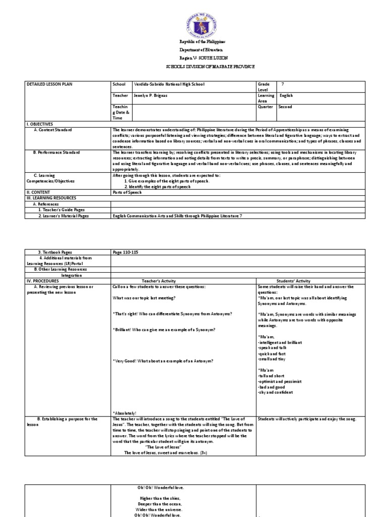 Lesson Plan For Ranking | PDF | Adverb | Part Of Speech