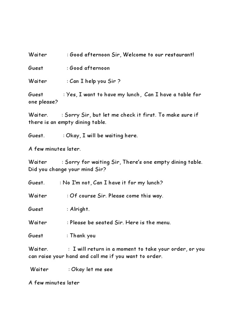 Dialog Uprak Inggris | Download Free PDF | Waiting Staff | Restaurants