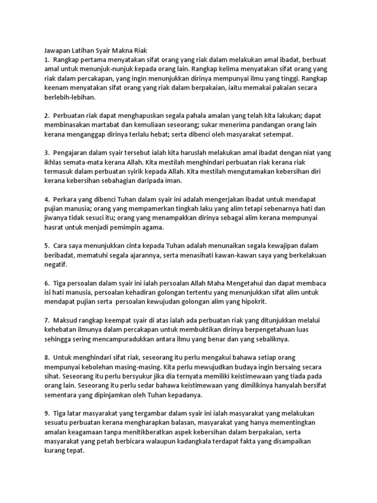 Syair Makna Riak | PDF
