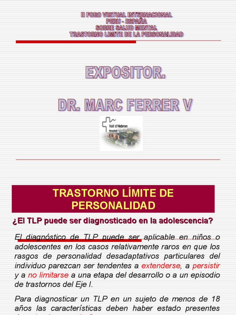 TLP Peru - PSP | PDF | Trastorno límite de la personalidad | Las emociones