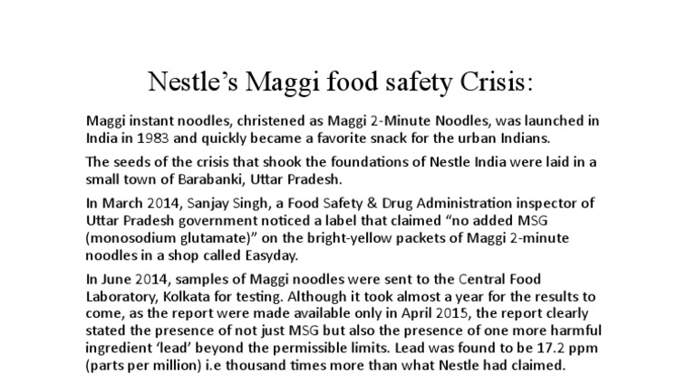 Nestle's Maggi Food Safety Crisis | PDF | Wellness