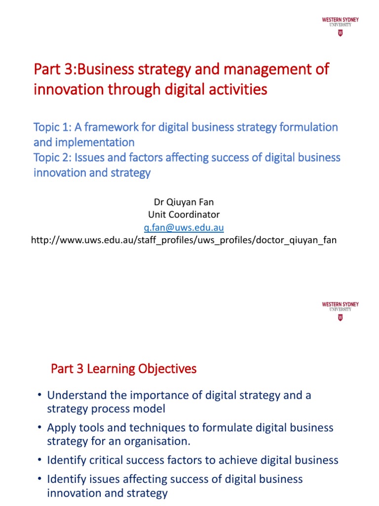 Week 7 - A Framework For Digital Business Strategy Formulation and Implementation | Download ...