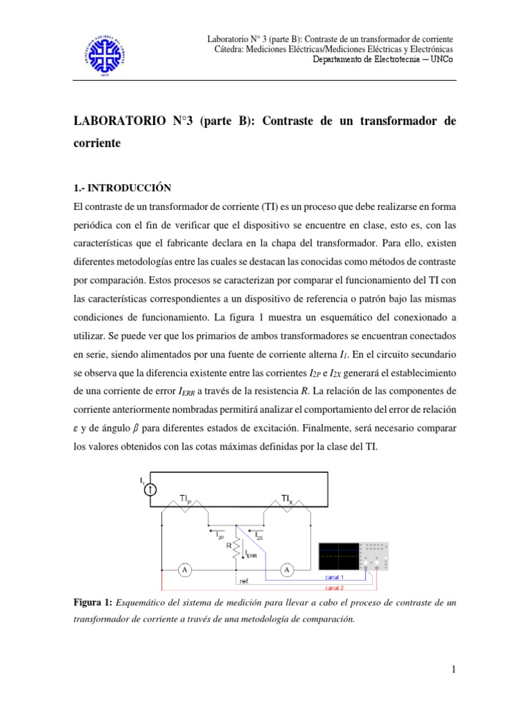 Laboratorio 3 (Parte B) - Contraste de Un TI | PDF | Transformador | Corriente eléctrica