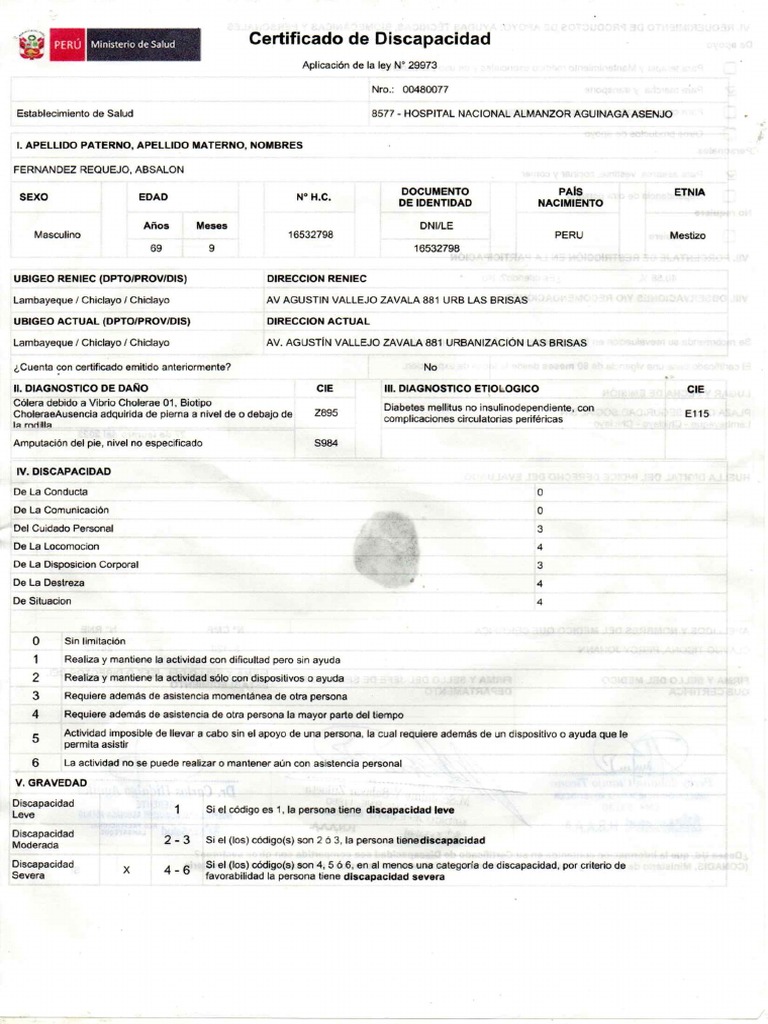 Certificado Discapacidad | PDF