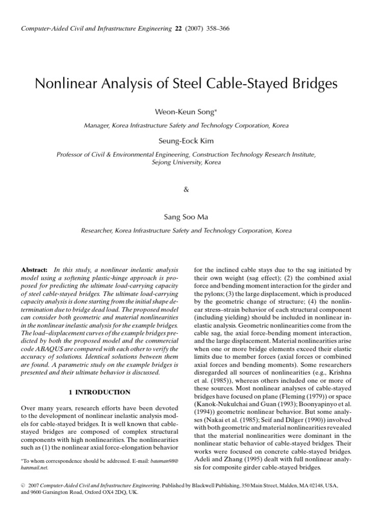 Non-Linear Analysis of Cable Stayed Bridge | PDF | Elasticity (Physics ...