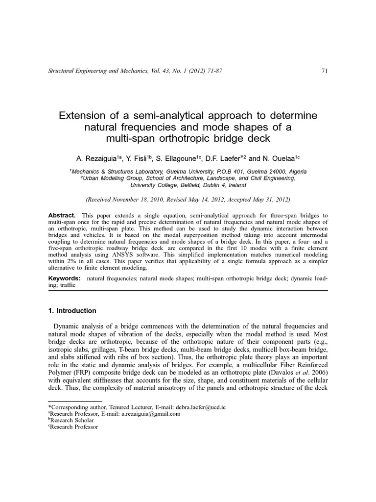 Extension of A Semi-Analytical Approach To Determine Natural Frequency ... Extension of A Semi-Analytical Approach To Determine Natural Frequency ...